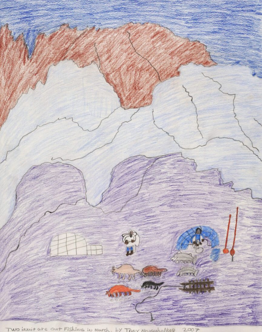 TWO INUIT ARE OUT FISHING IN MARCH - Indigenous Art Gallery ...